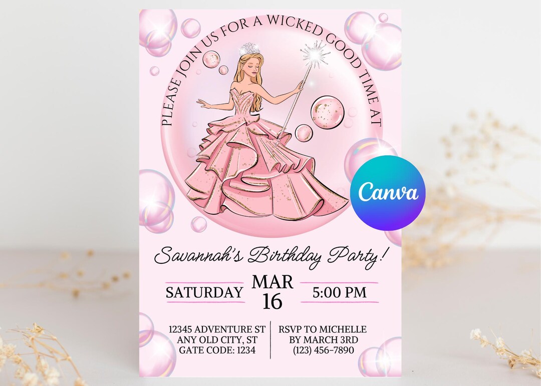 Wicked Birthday Party Invitation, Wicked Party Invite, WICKED Inspired ...