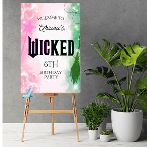 Wicked Birthday Party Welcome Sign, Wicked Party Sign, WICKED Inspired ...