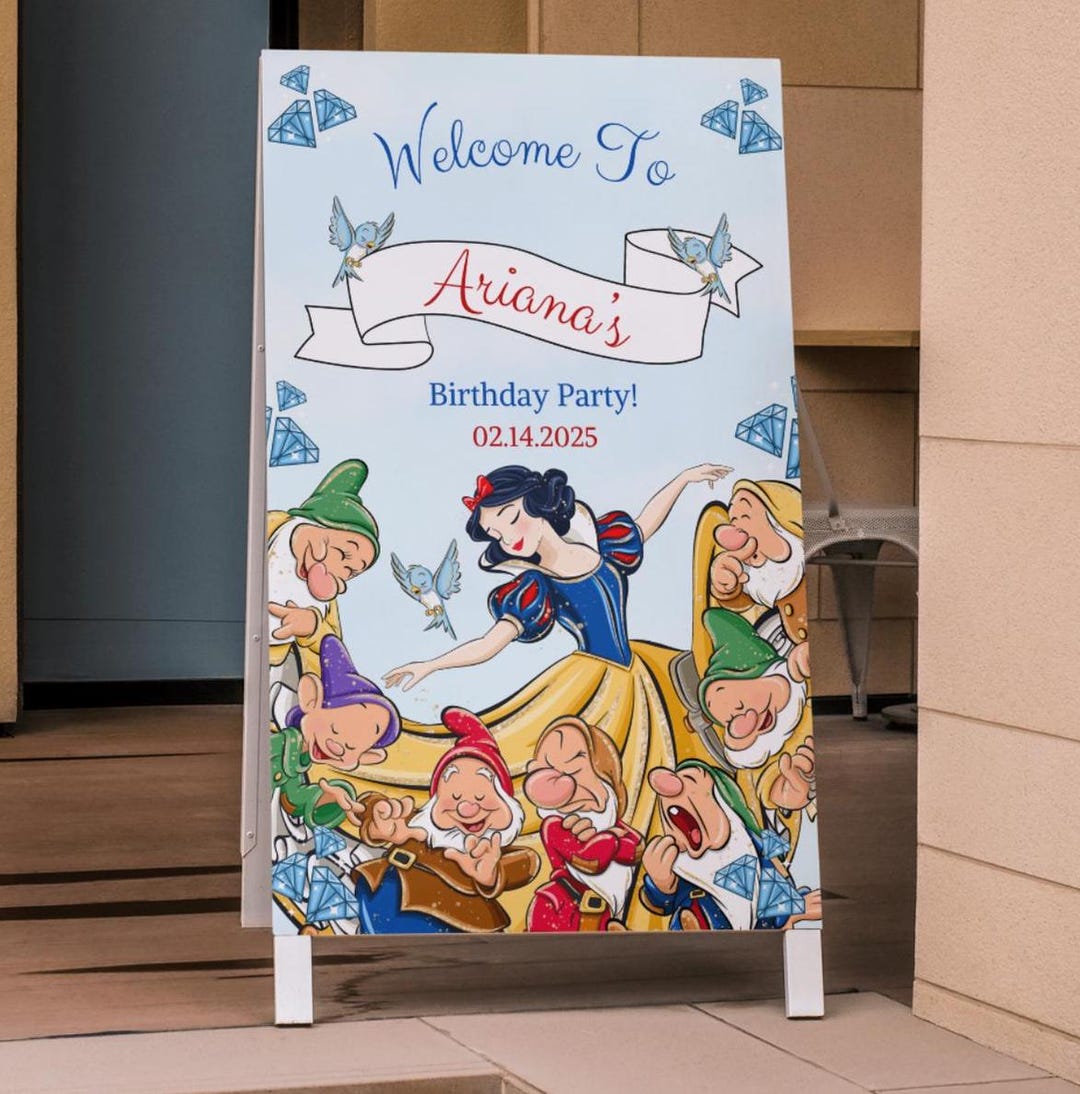 Snow White Welcome Sign, Welcome, Birthday Sign, Snow White Birthday ...