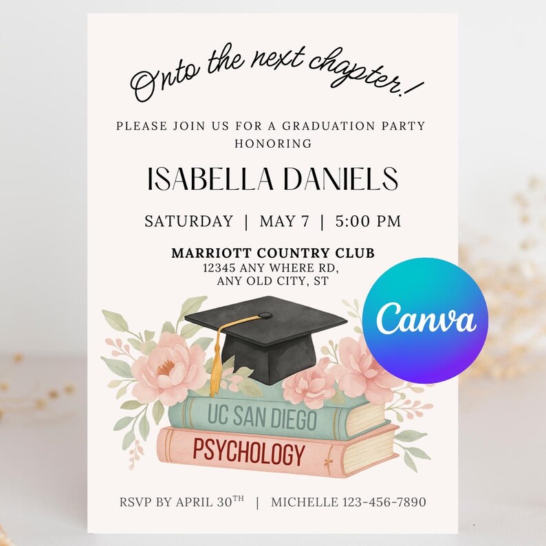 Class of 2025 Graduation Announcement, Canva Template, Senior Grad ...