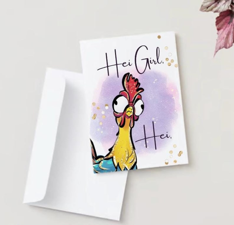 Hei Hei Moana Birthday Card, Editable Design (digital Download) - Etsy