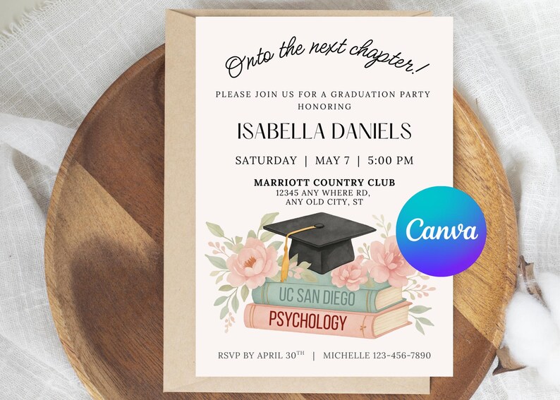 Class of 2025 Graduation Announcement, Canva Template, Senior Grad ...