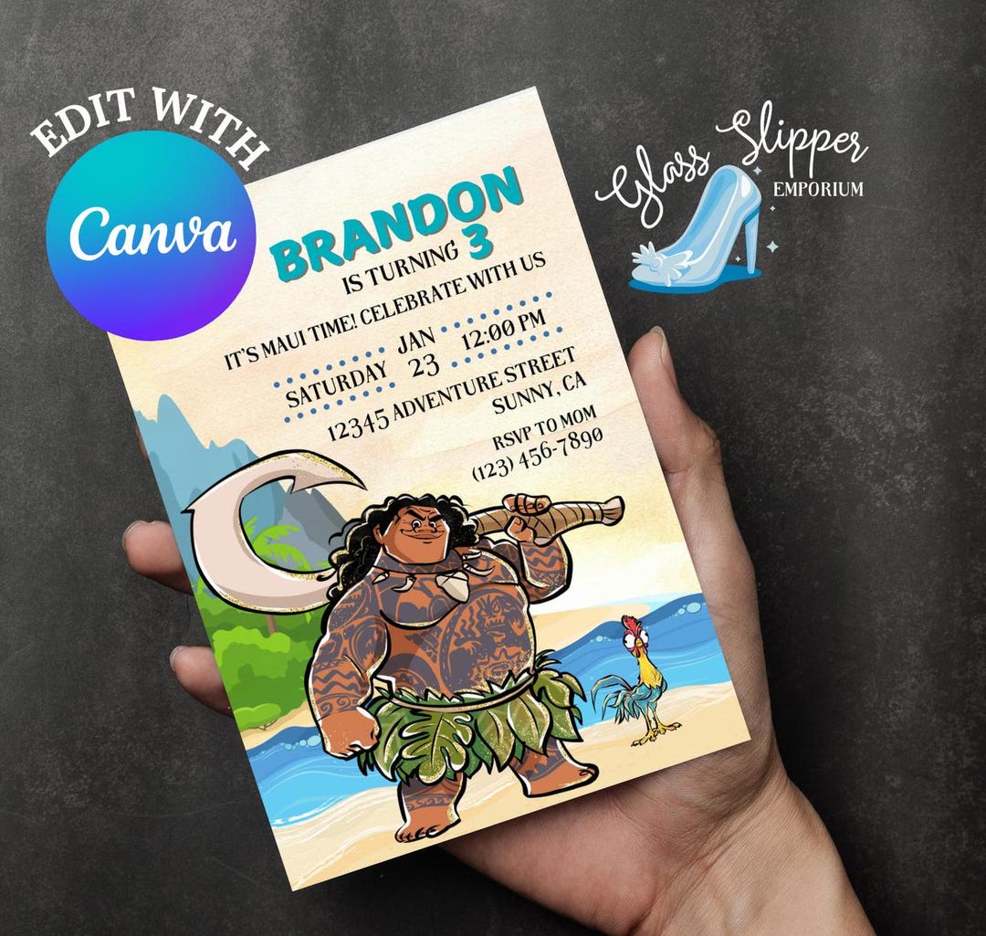 Maui Birthday Invitation, Editable, INSTANT DOWNLOAD, Moana Birthday ...