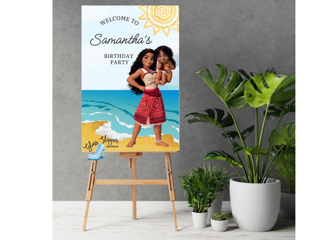 Moana 2 Birthday Welcome Sign, Island Princess, Editable Canva (digital ...