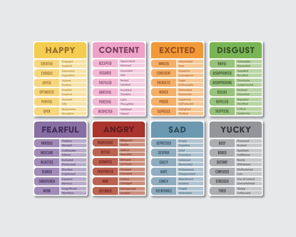 Emotions and Needs Printable Cards and Mobile Digital Images - Etsy