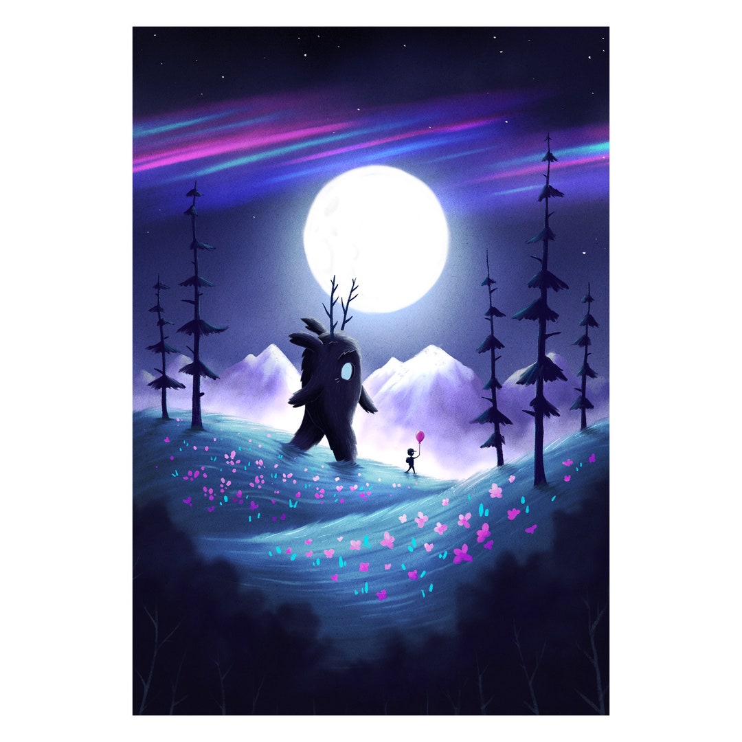 Full Moon Valley Art Print - Etsy