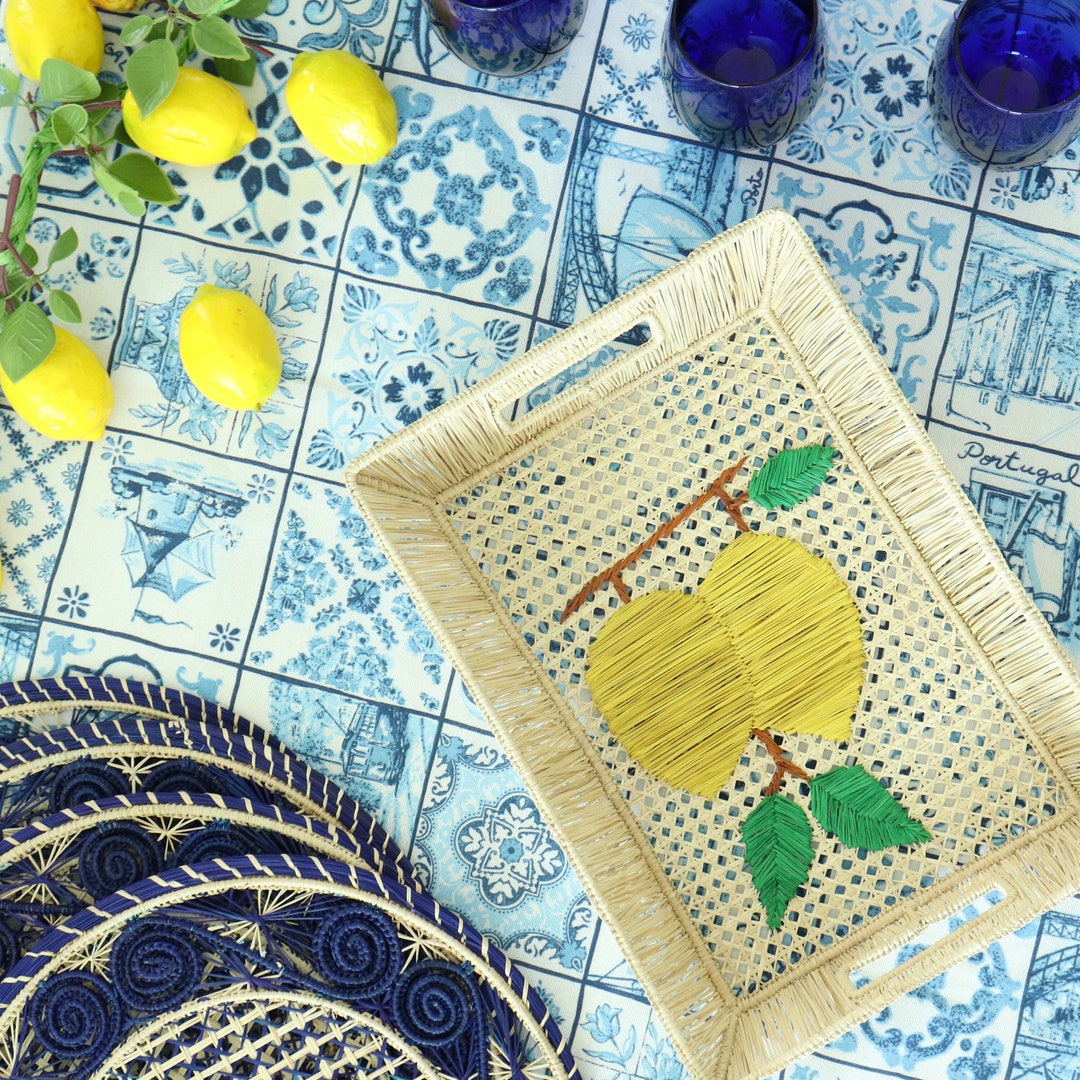 Lemon Straw/raffia Tray - Etsy