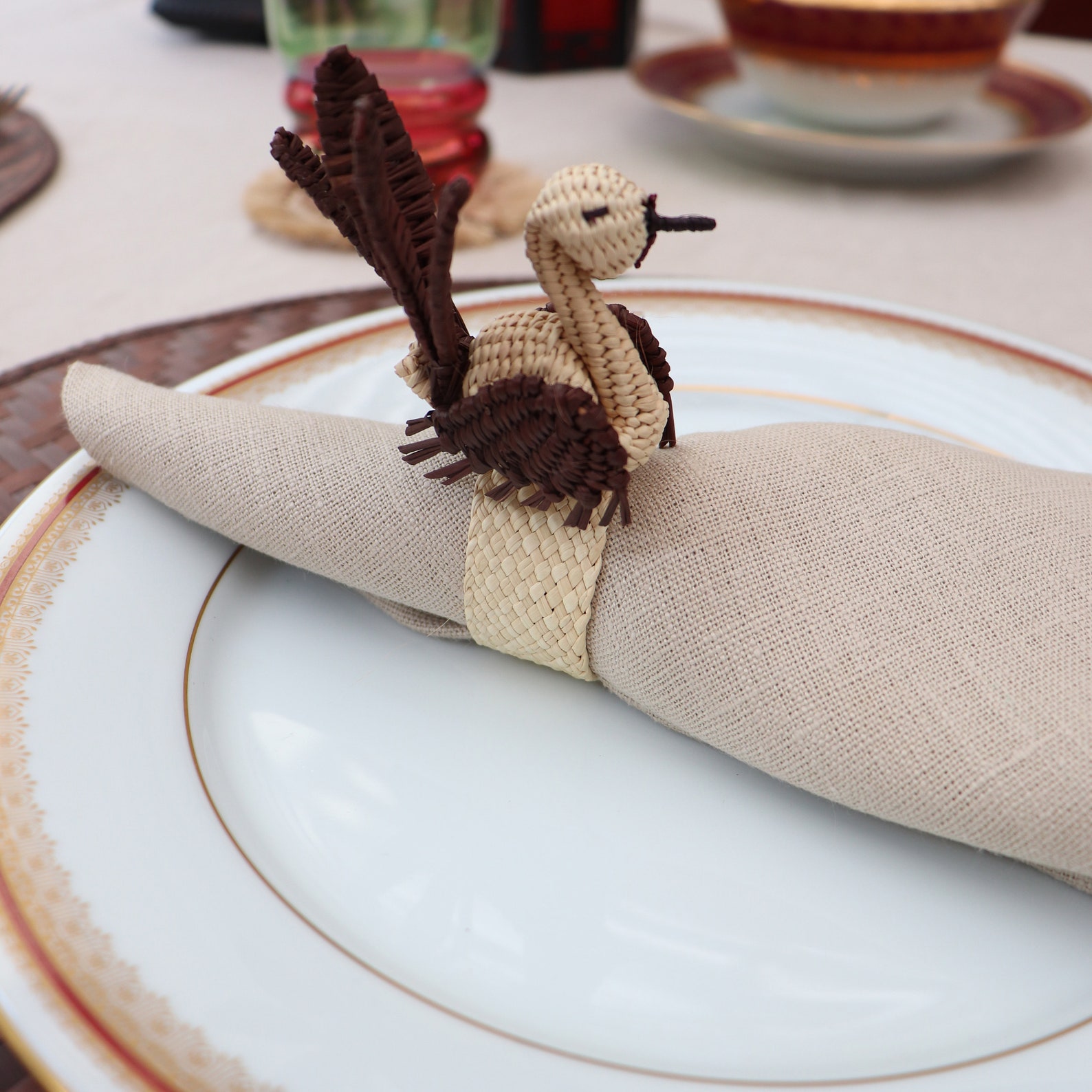 Turkey Napkin Ring/iraca/raffia/thankgiving - Etsy