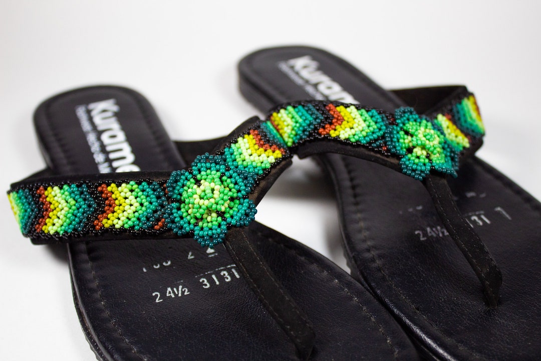 Beaded Sandals - Handmade by the Huichol Tribe - Wixáritari Indigenous ...