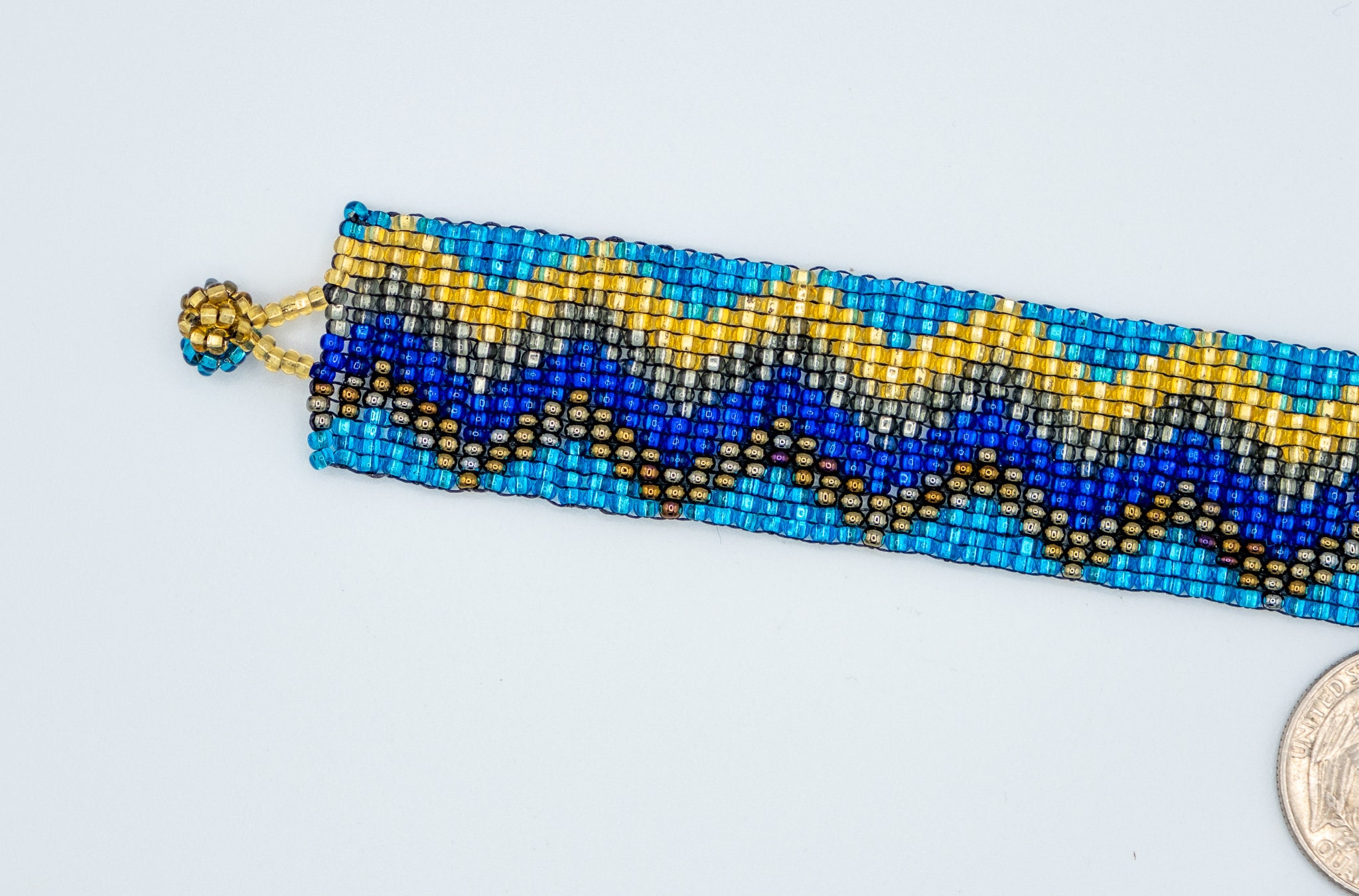 Handmade Mayan Beaded Bracelet: Blue & Gold Glass, Tribal Jewelry - Etsy