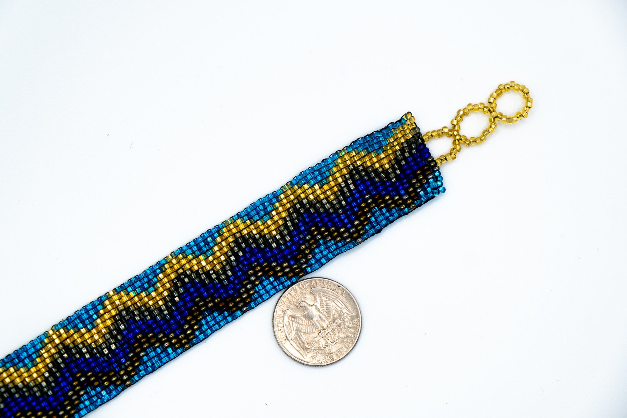 Handmade Mayan Beaded Bracelet: Blue & Gold Glass, Tribal Jewelry - Etsy