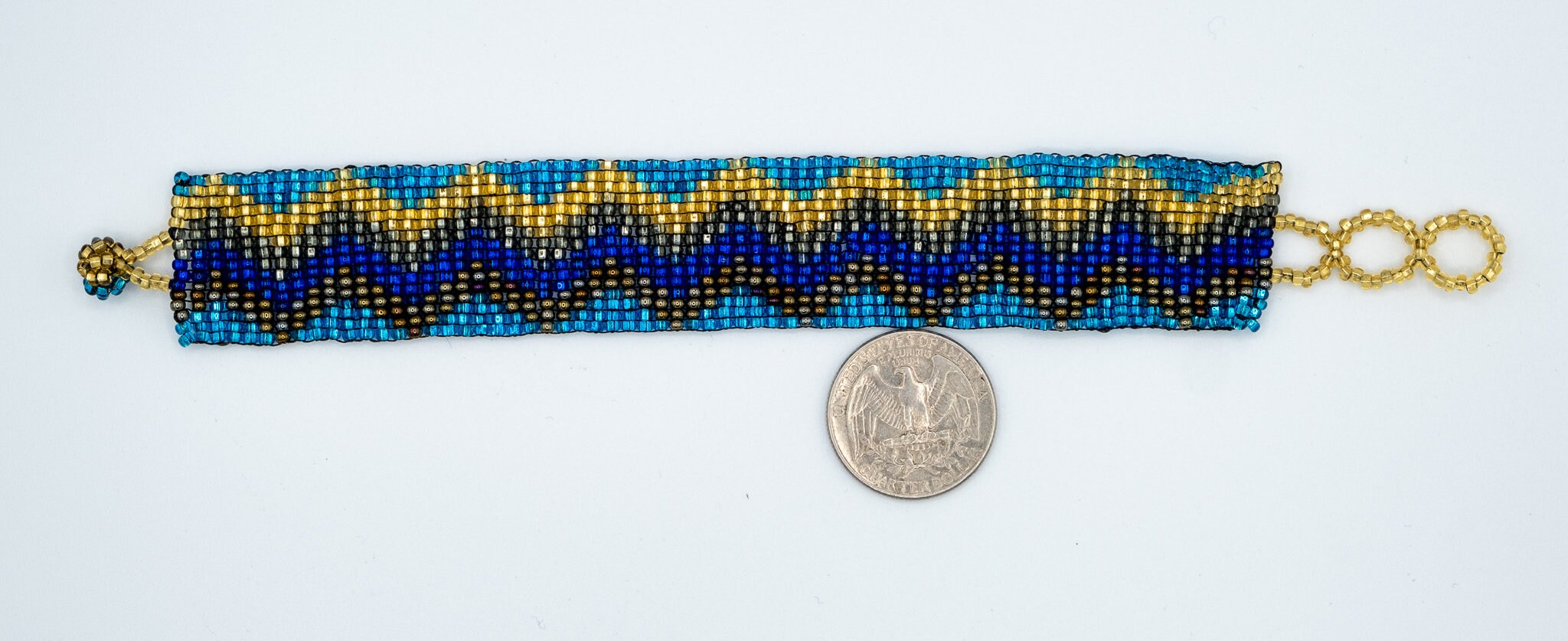 Handmade Mayan Beaded Bracelet: Blue & Gold Glass, Tribal Jewelry - Etsy