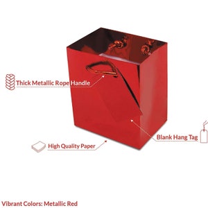 Extra Small Metallic Red Paper Gift Bags With Metallic - Etsy