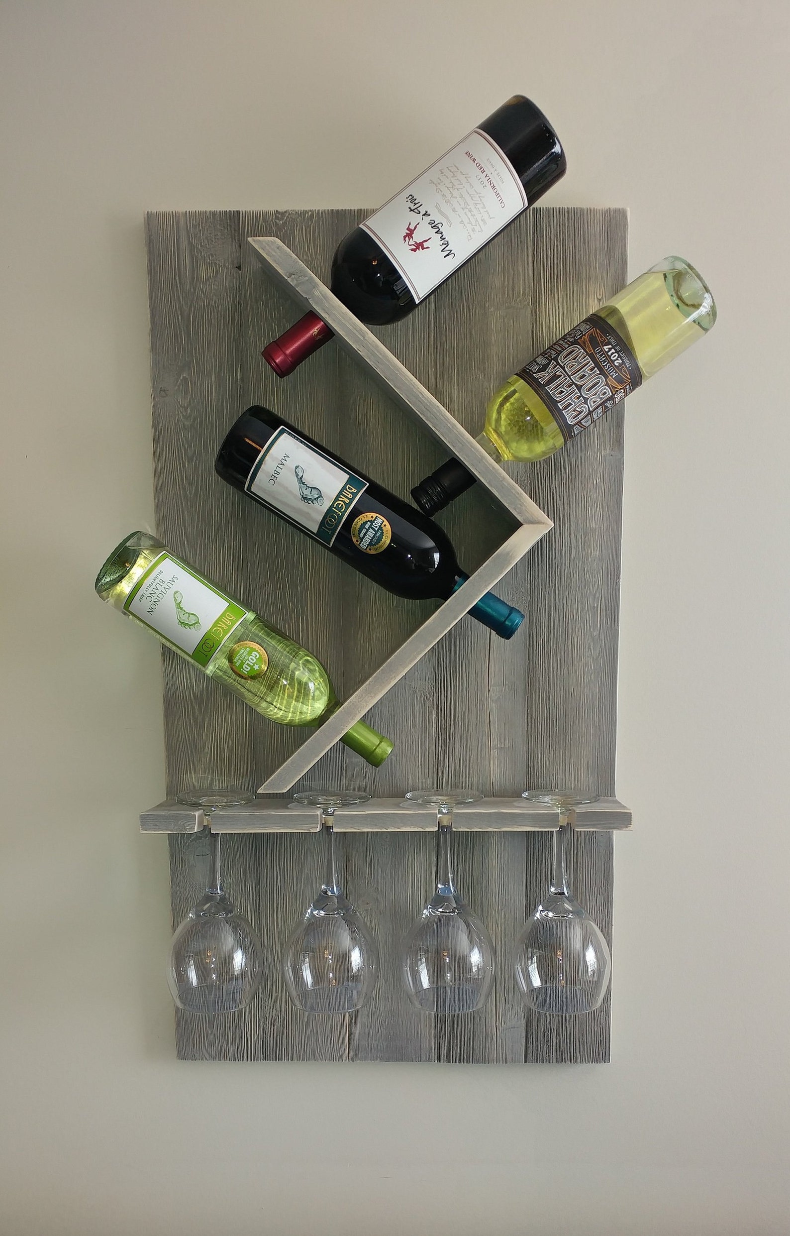 Wine Bottle and Glass Wine Holder Rustic Wall Wine Rack Wine - Etsy