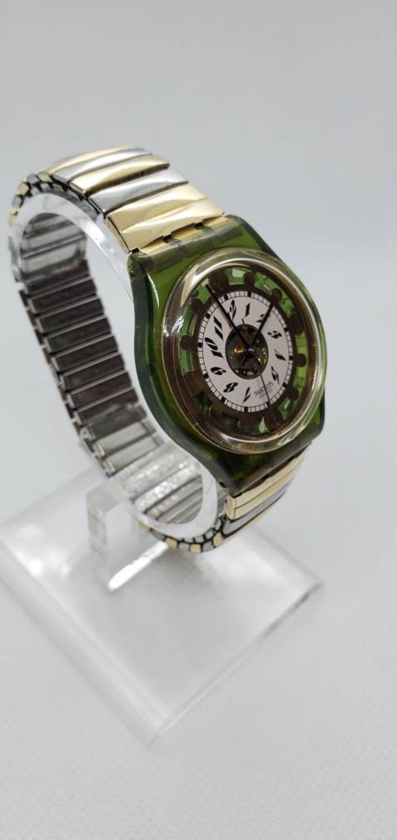 Vintage Swiss Swatch Green & Gold - Gem