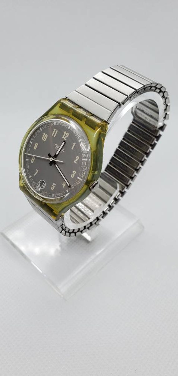 Vintage Swiss Swatch Green & Silver - Gem