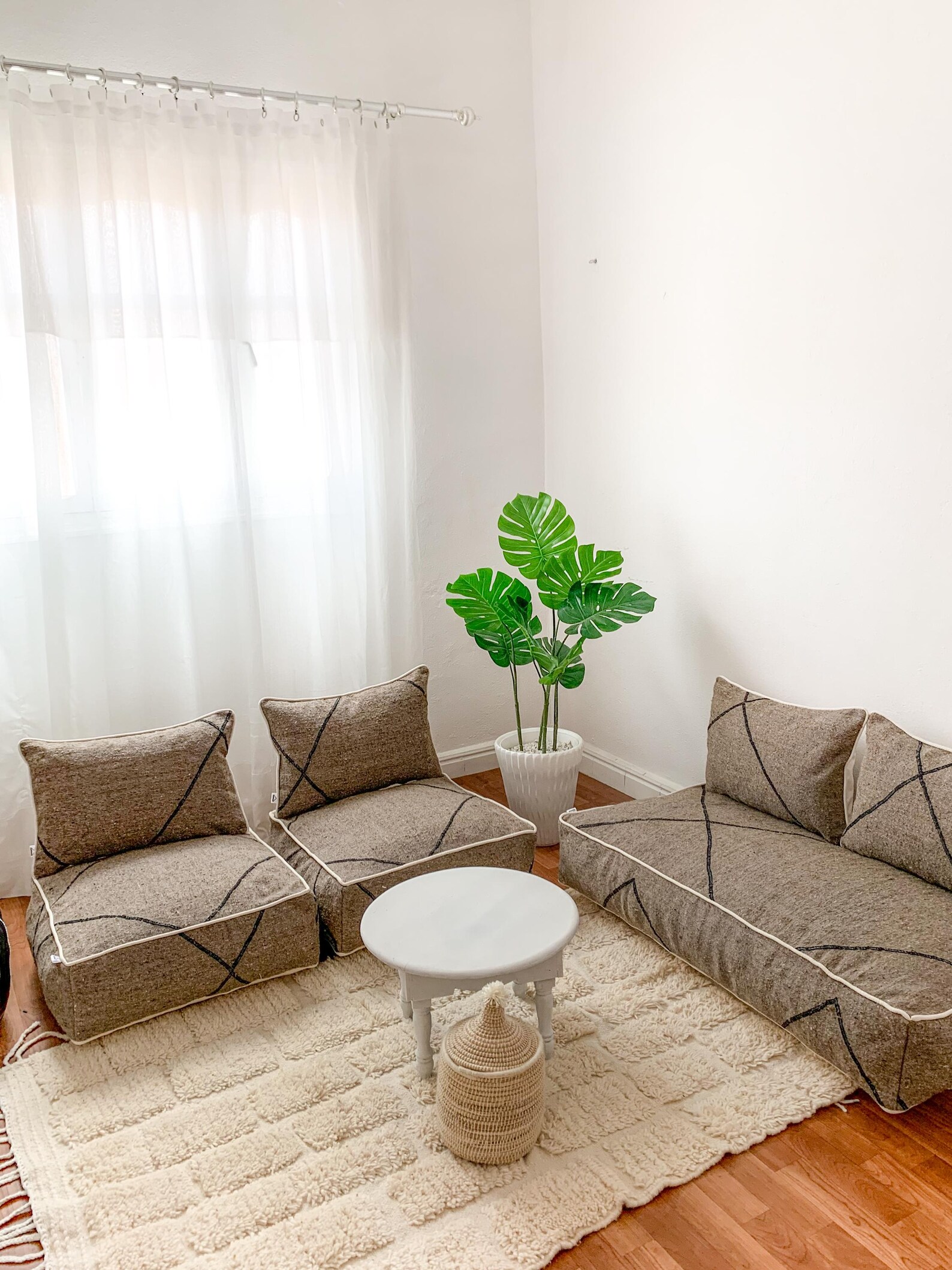 Unstuffed Moroccan Majlis Sofa Set: Wool Arabic Seating, Zipped Pouches ...