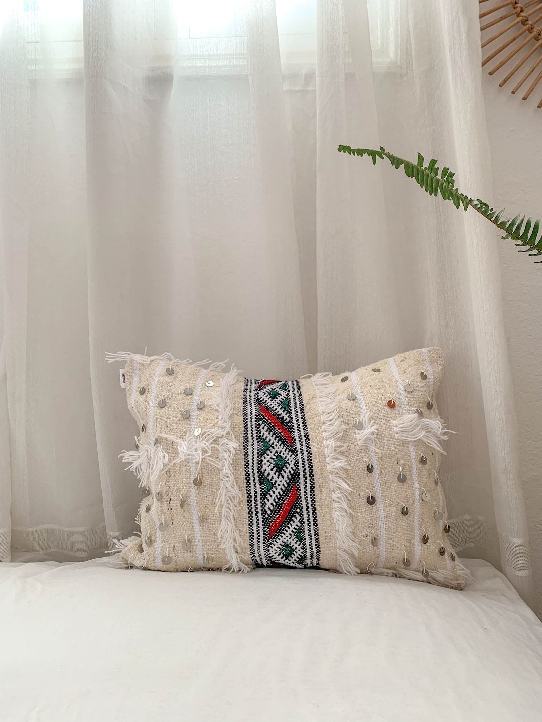 Moroccan Sequins Embroidered Pillow - Etsy