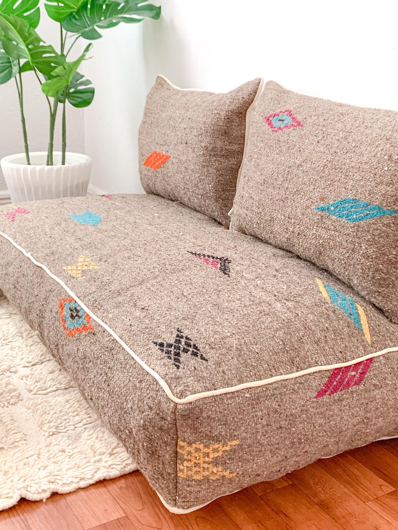 Unstuffed Moroccan Majlis Sofa Set: Wool Arabic Seating, Zipped Pouches ...