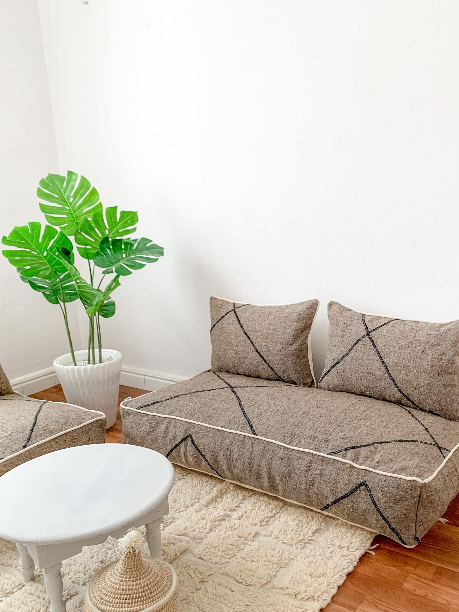 Unstuffed Moroccan Majlis Sofa Set: Wool Arabic Seating, Zipped Pouches ...