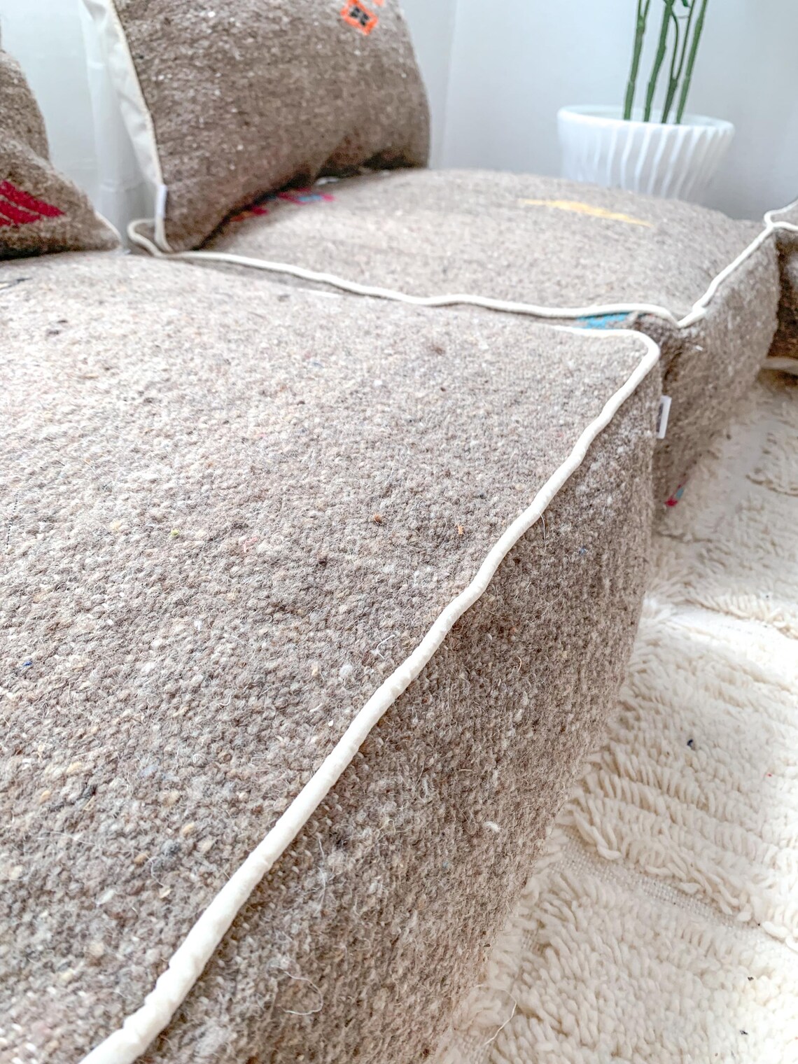 Unstuffed Moroccan Majlis Sofa Set: Wool Arabic Seating, Zipped Pouches ...