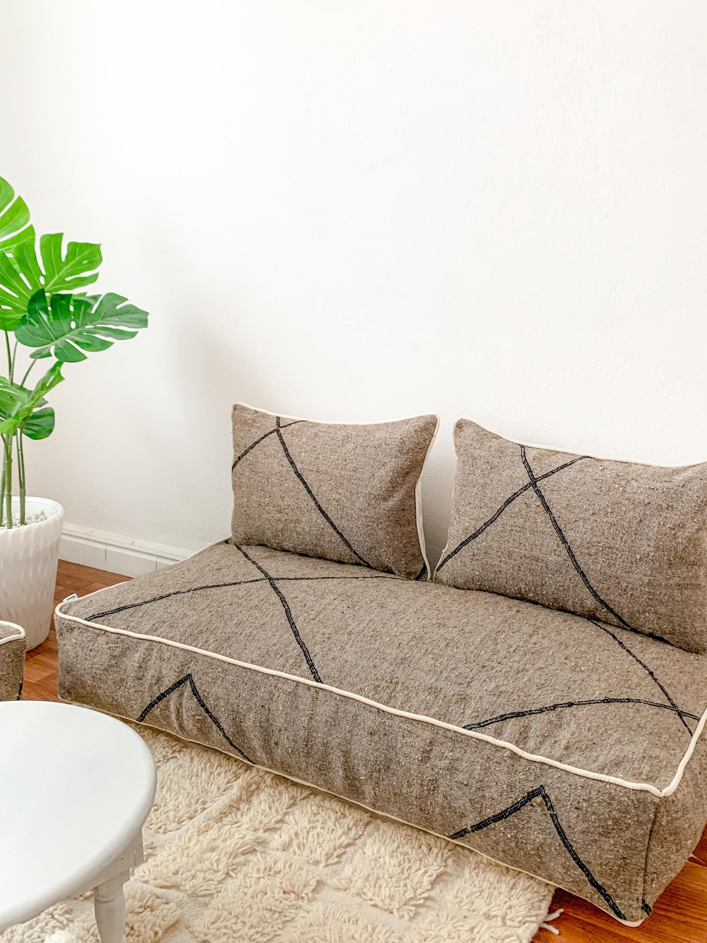 Unstuffed Moroccan Majlis Sofa Set: Wool Arabic Seating, Zipped Pouches ...