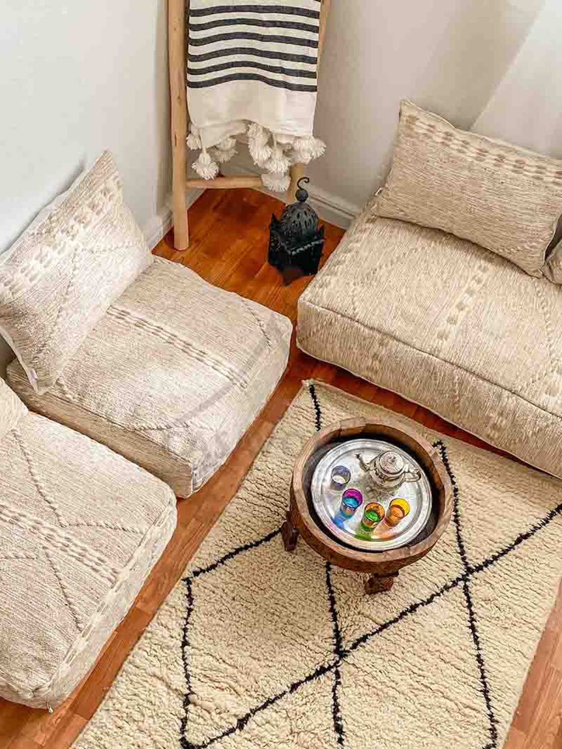 Moroccan Floor Sofa Set: Wool Arabic Majlis Seating + Insert Bags - Etsy