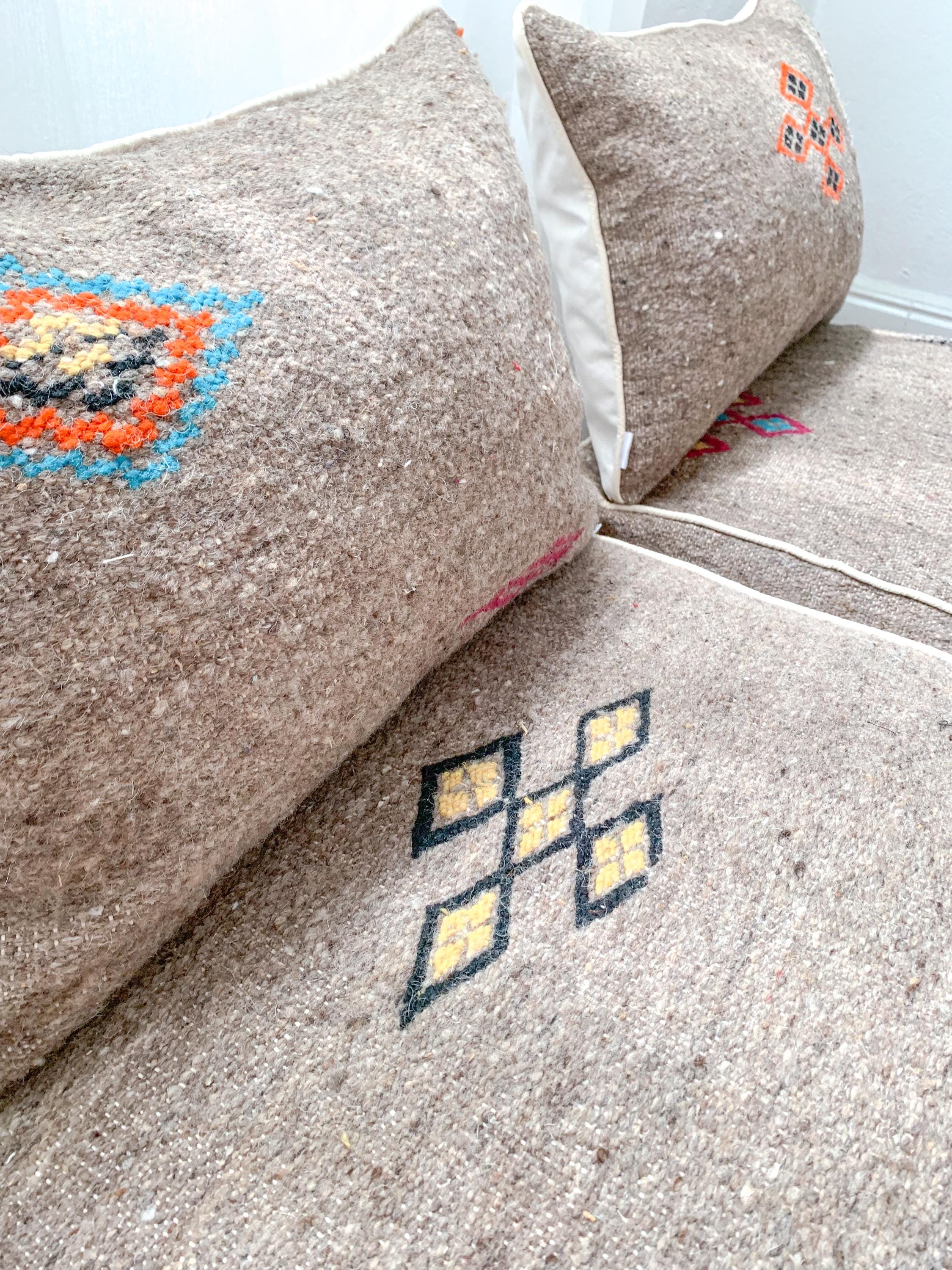 Unstuffed Moroccan Majlis Sofa Set: Wool Arabic Seating, Zipped Pouches ...