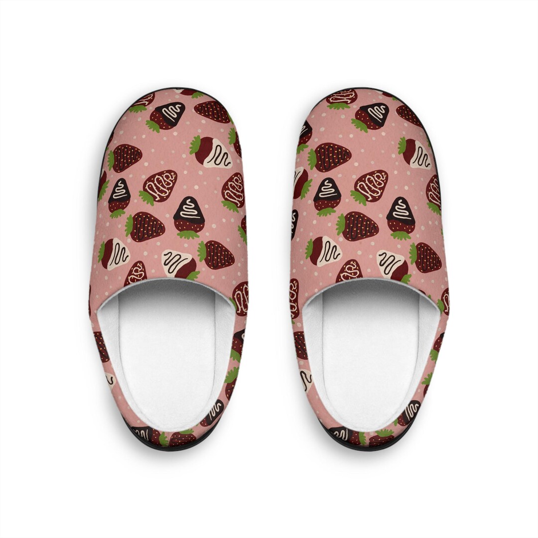 Chocolate Covered Strawberries Slippers | Indoor Cozy Footwear - Etsy