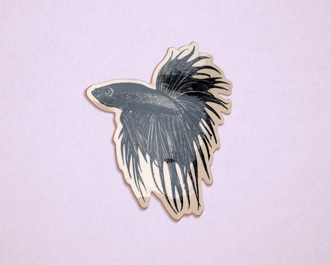 Battle Fish | Glossy Vinyl Sticker - Etsy