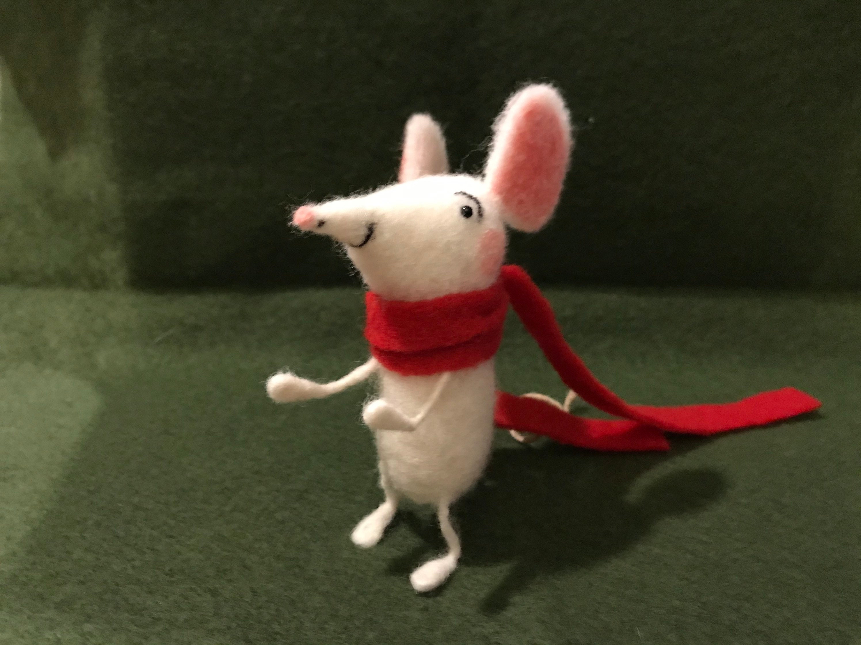 White Mouse With Red Scarf - Etsy