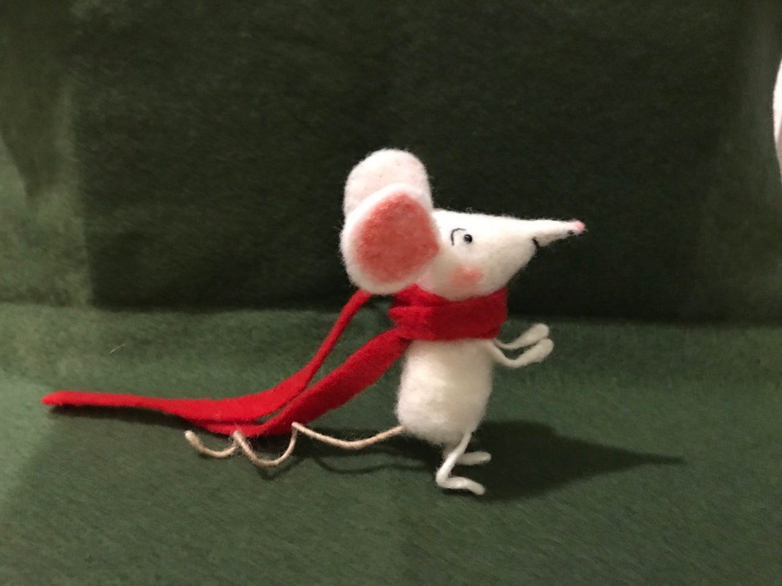 White Mouse With Red Scarf - Etsy