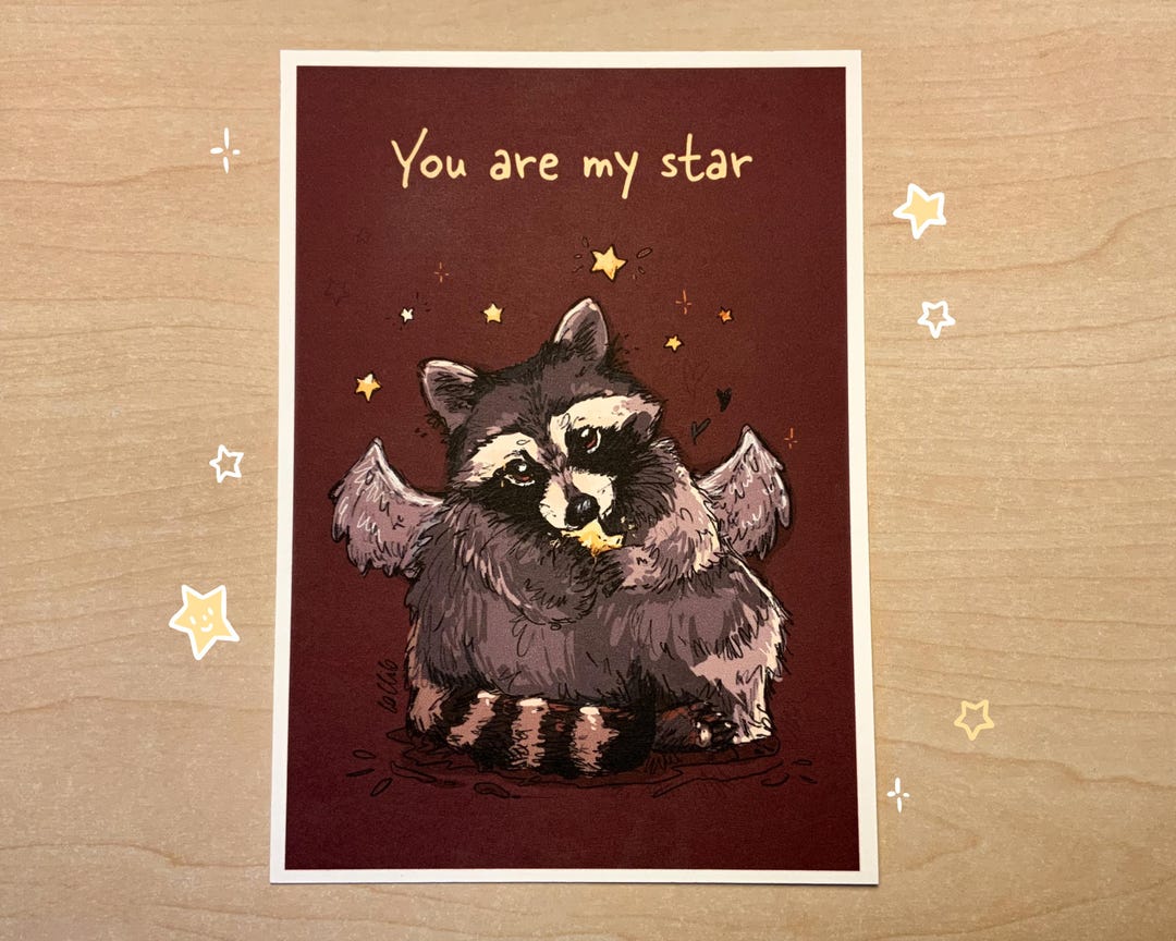 Raccoon Card With Letter - You Are My Star - Etsy