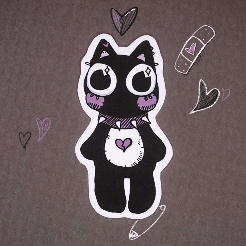 Pastel Goth Stickers Cute Kawaii Bunnies / Cats / Stars - Etsy