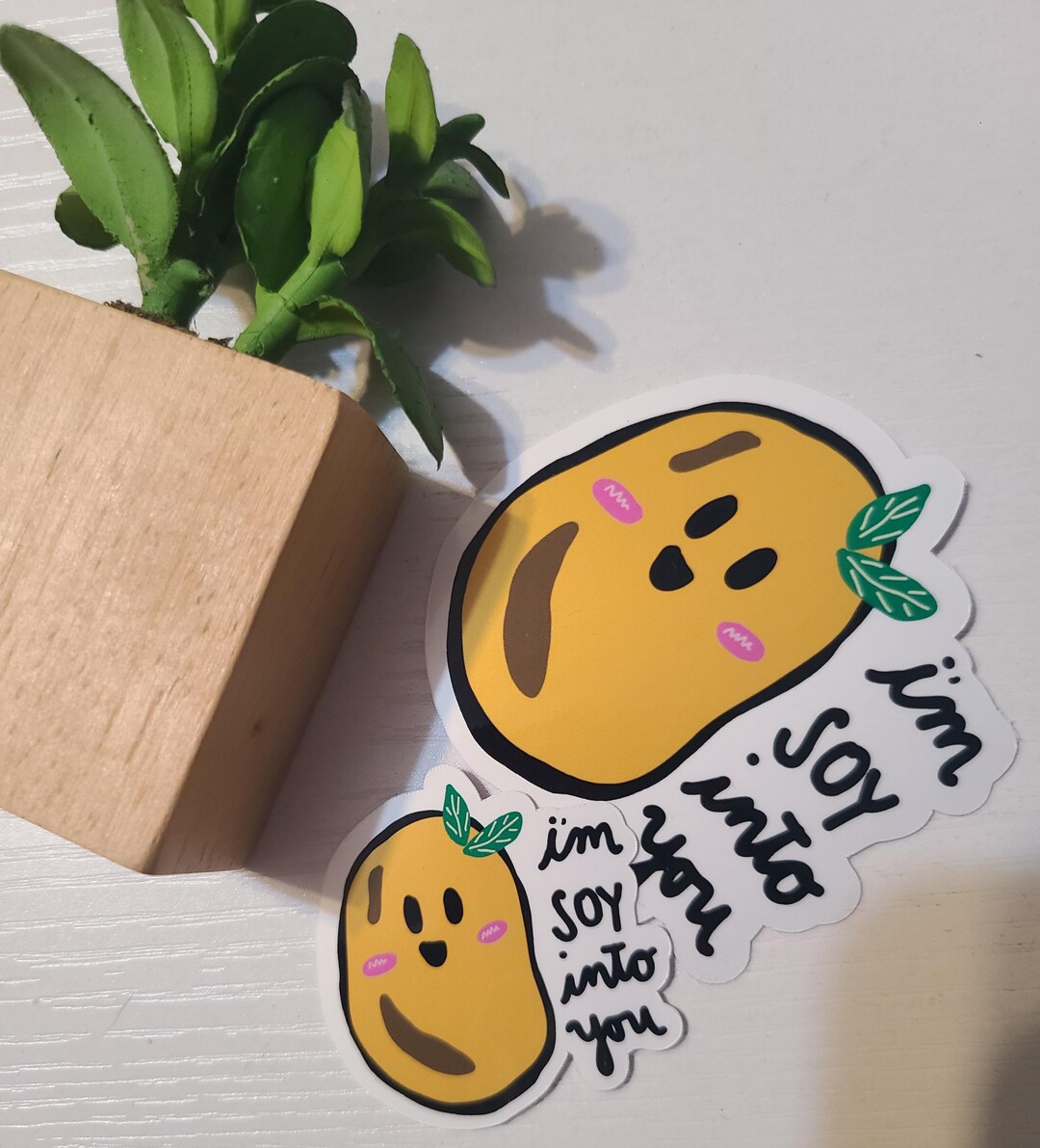 Soybean "i'm Soy Into You" Flirty Funny Sticker, Punny Food Water ...