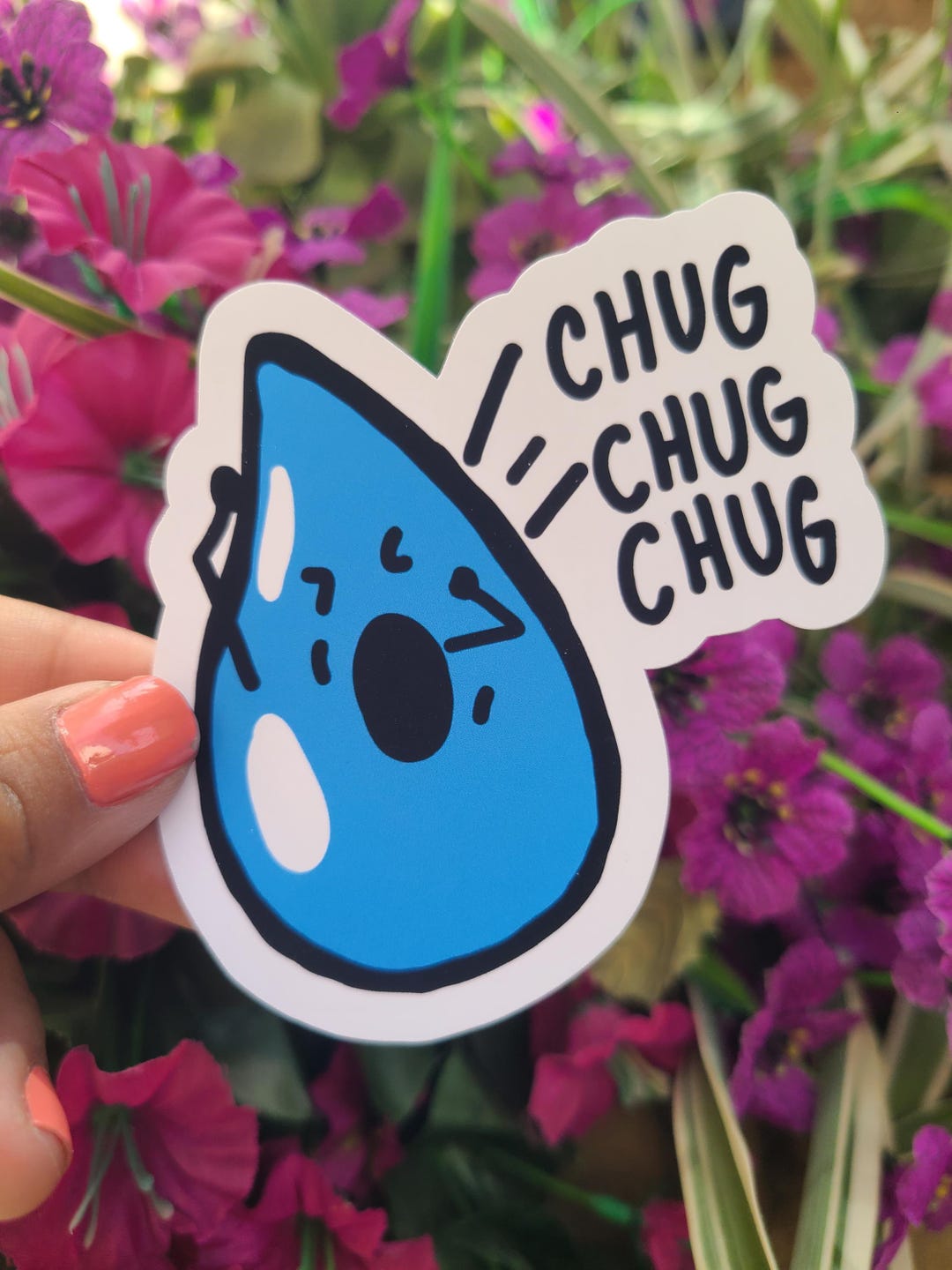 Chug Water Drop Vinyl Sticker, Water Reminder Sticker, Drink Water ...