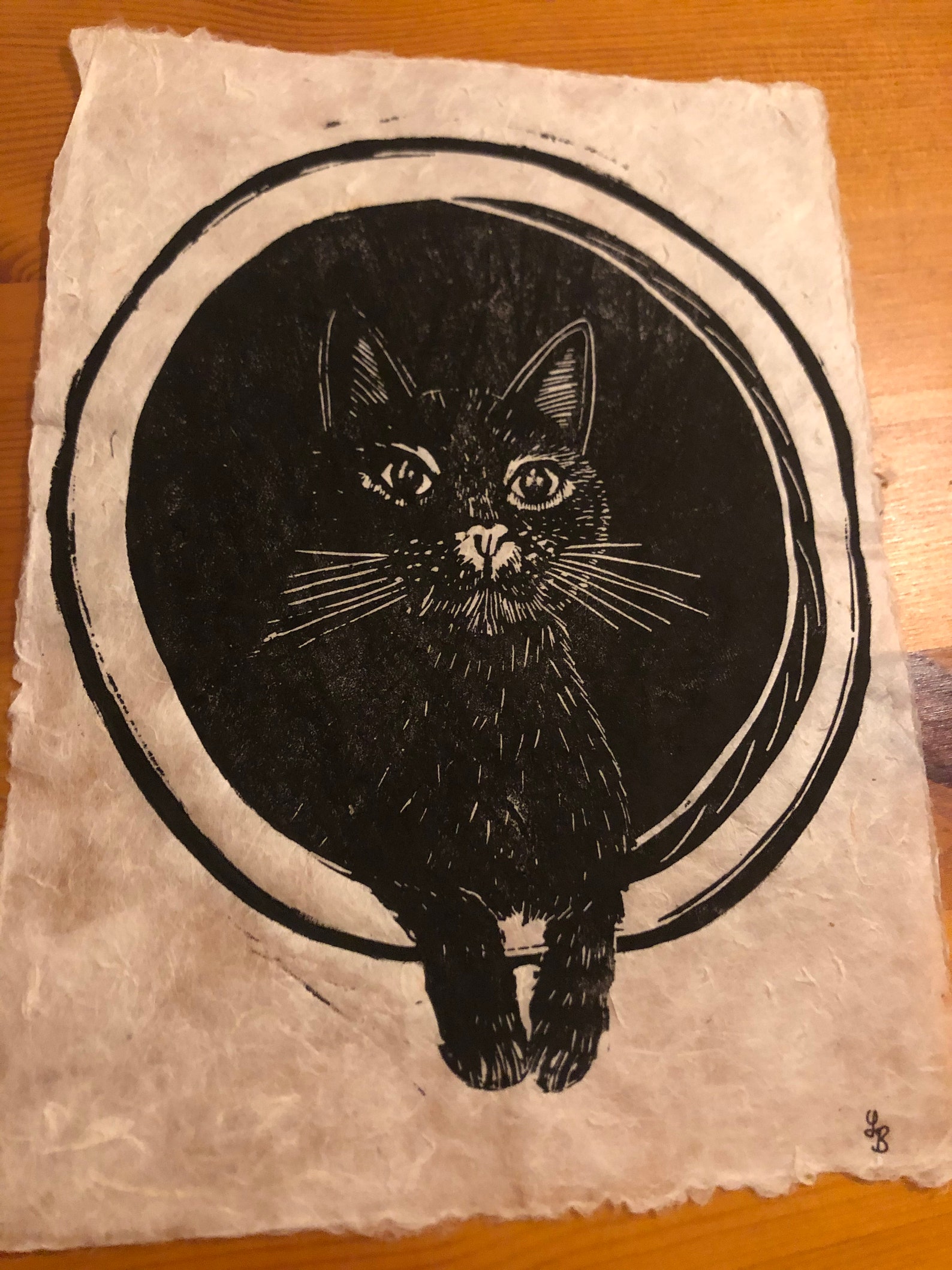 Linocut Print: Black Cat / Linoldruck Katze - Etsy