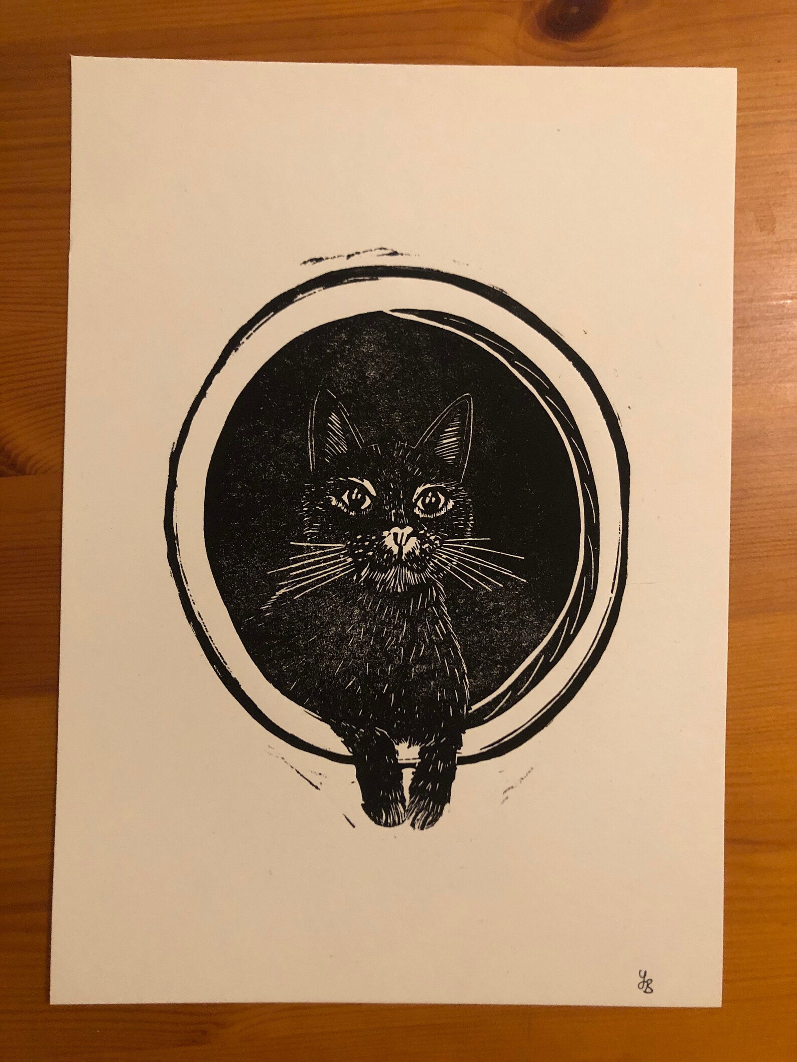 Linocut Print: Black Cat / Linoldruck Katze - Etsy