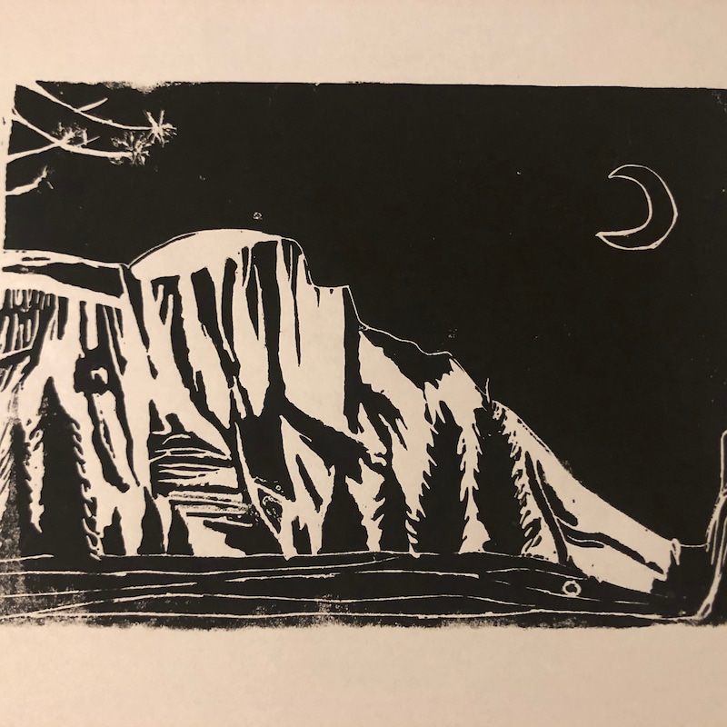 Linocut Landscape - Etsy