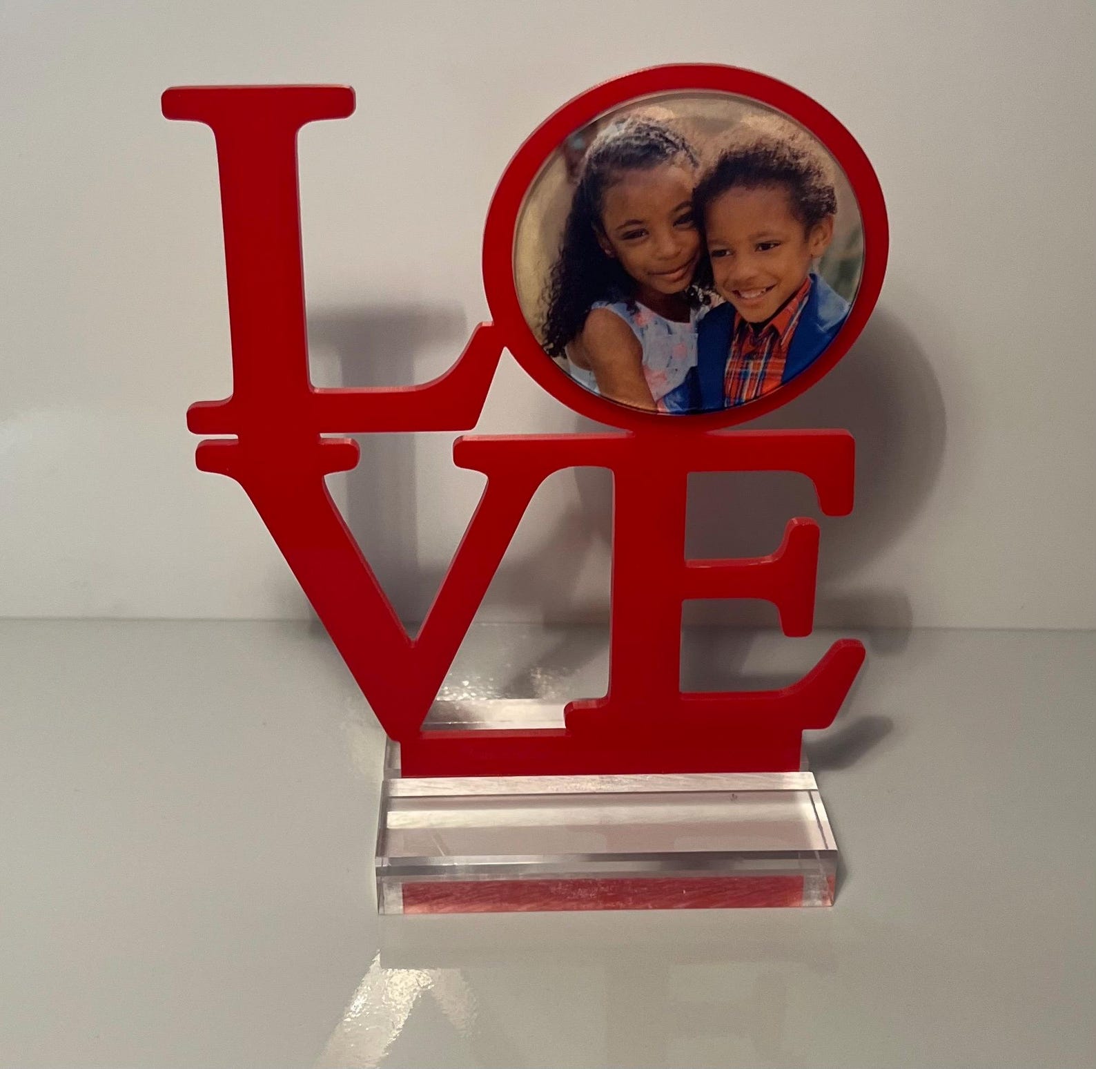 Personalized Acrylic Red LOVE Photo Frame, Custom Tabletop or Wall ...