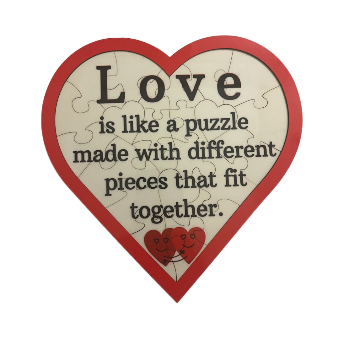 Wooden Heart Shaped Puzzle With Frame, Love is Like A Puzzle Valentine ...