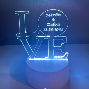 Personalized Wedding Anniversary LOVE Multi Color Changing LED Light ...