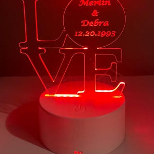 Personalized Wedding Anniversary LOVE Multi Color Changing LED Light ...