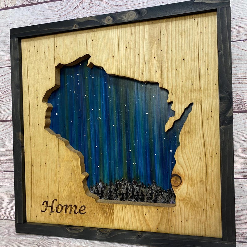Wisconsin Map Art - Etsy