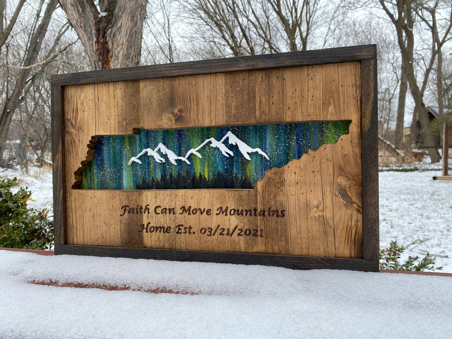 ANY STATE Personalized State Wooden Wall Art Northern Lights - Etsy