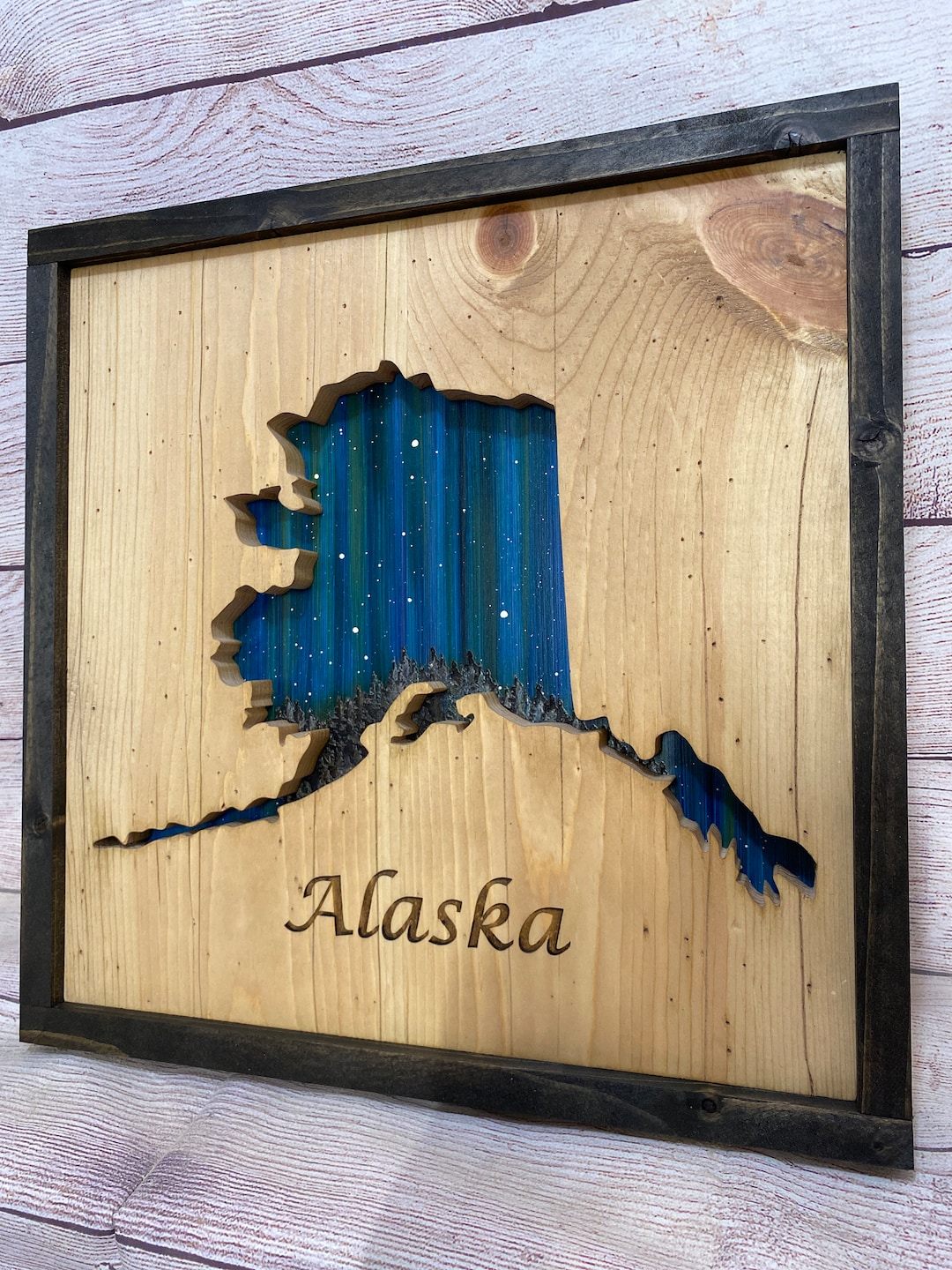 ANY STATE, Personalized State Wooden Wall Art, Starry Night Painting ...