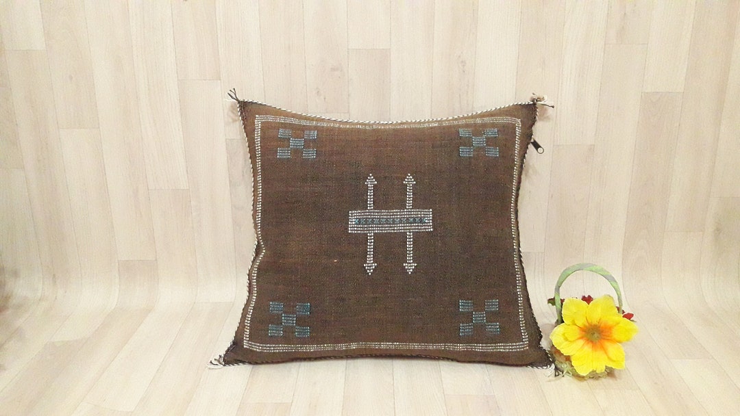 Cactus Silk Pillow Cover Brown Sabra Pillow Handmade Morocco Cushion - Etsy