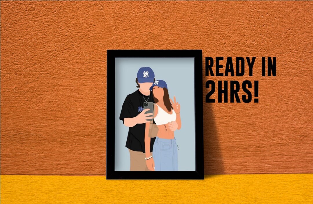 Custom Couple Illustration: Faceless Portrait Print, Personalized ...