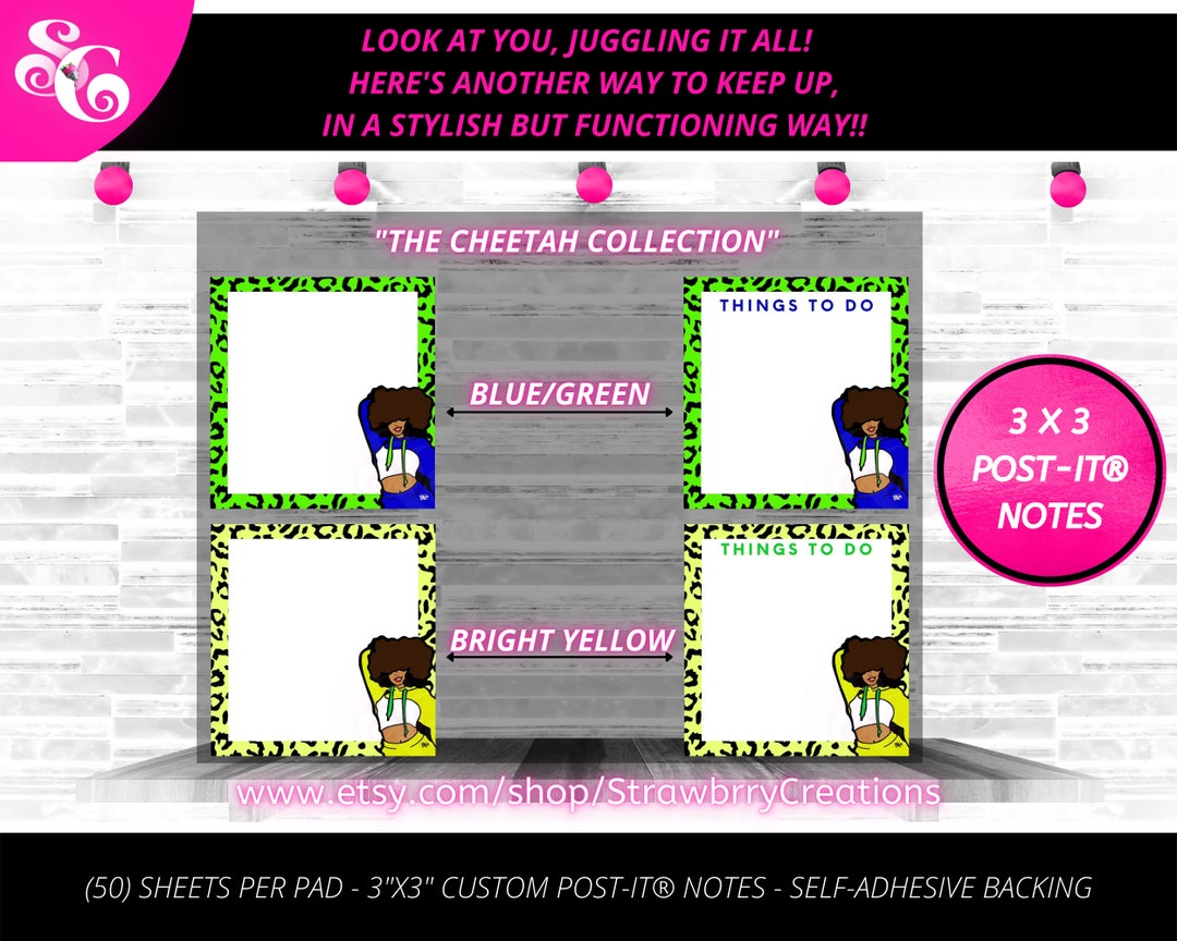 Cheetah Sticky Notes, Office Decor, Planner Sticky Notes, Custom Post ...