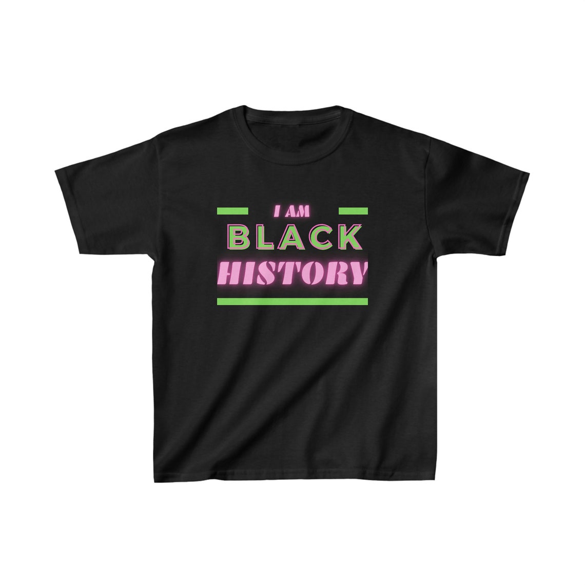 I Am Black History Kid's Black T-shirt Neon Pink, Black Pride Girl's T ...